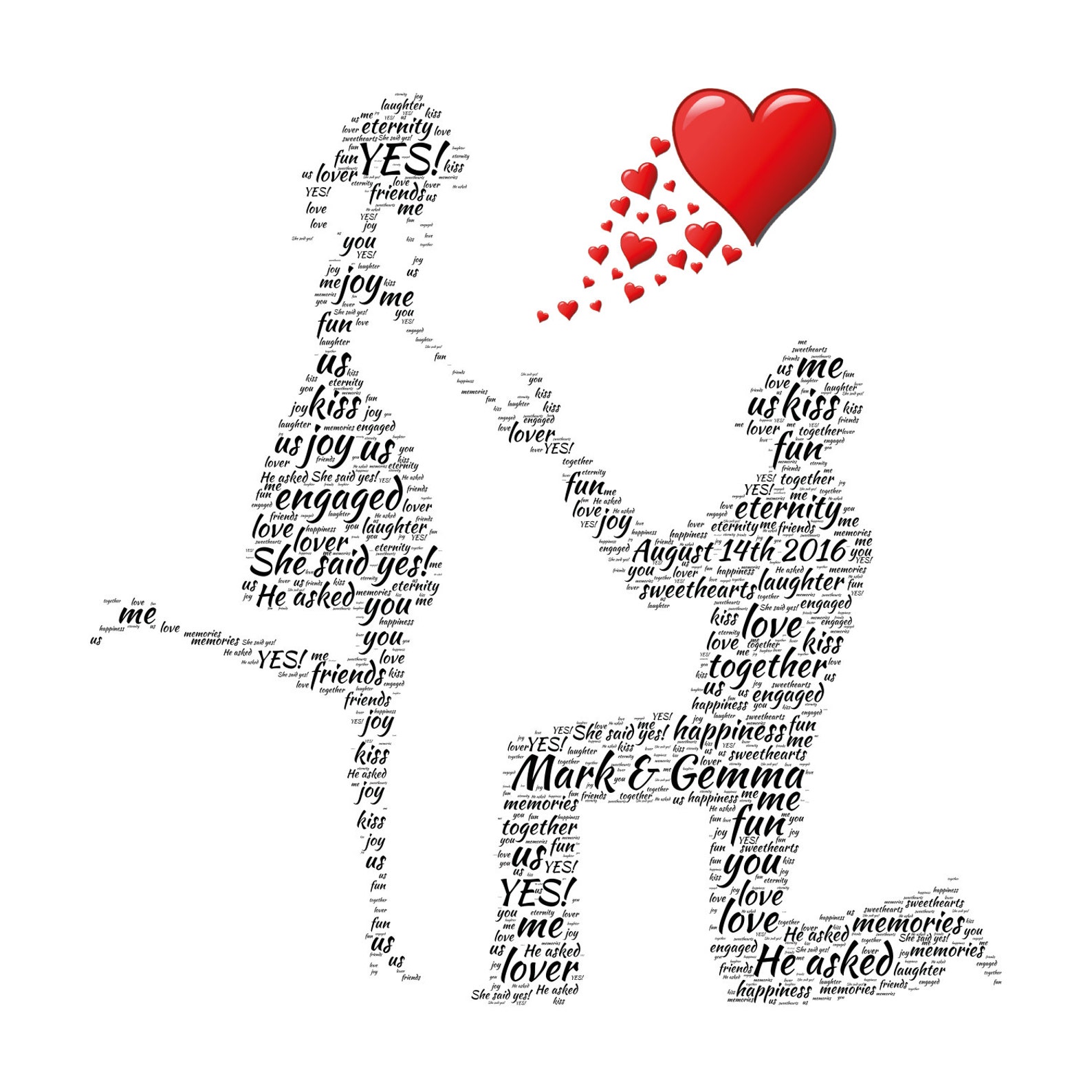 Personalized ENGAGEMENT GIFT Word Art Art Print - Etsy