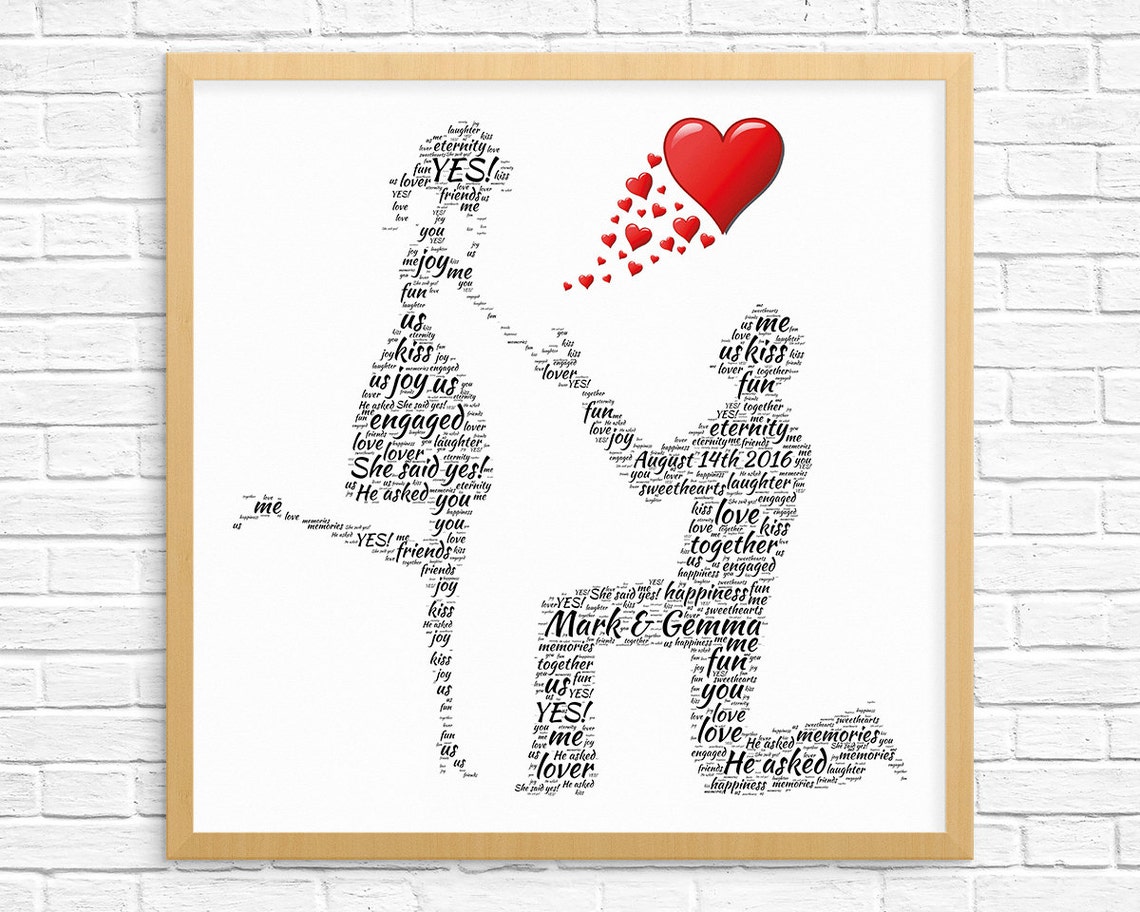 Personalized ENGAGEMENT GIFT Word Art Art Print - Etsy