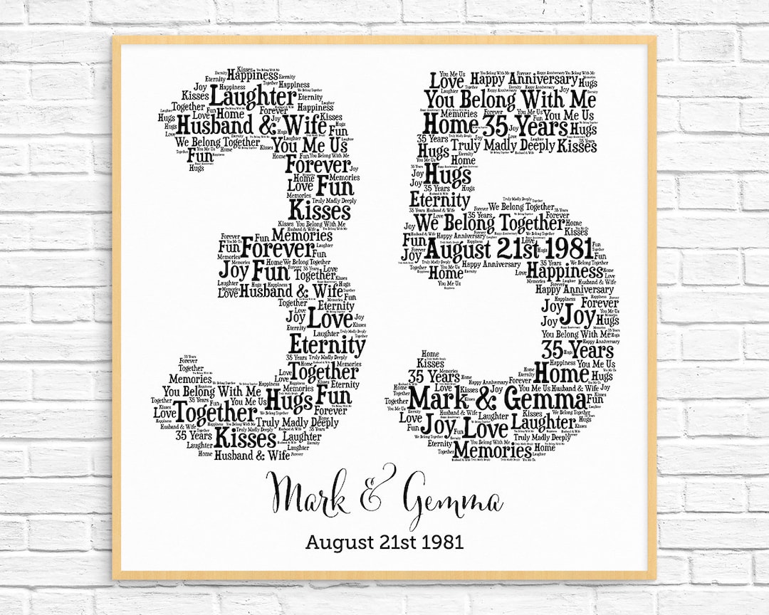 PERSONALIZED 35TH ANNIVERSARY Gift ~ Word Art ~ Printable Art ~ Unique ...