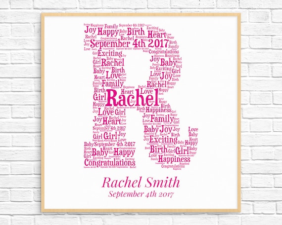 PERSONALIZED BABY GIRL Gift Word Art Printable Art | Etsy