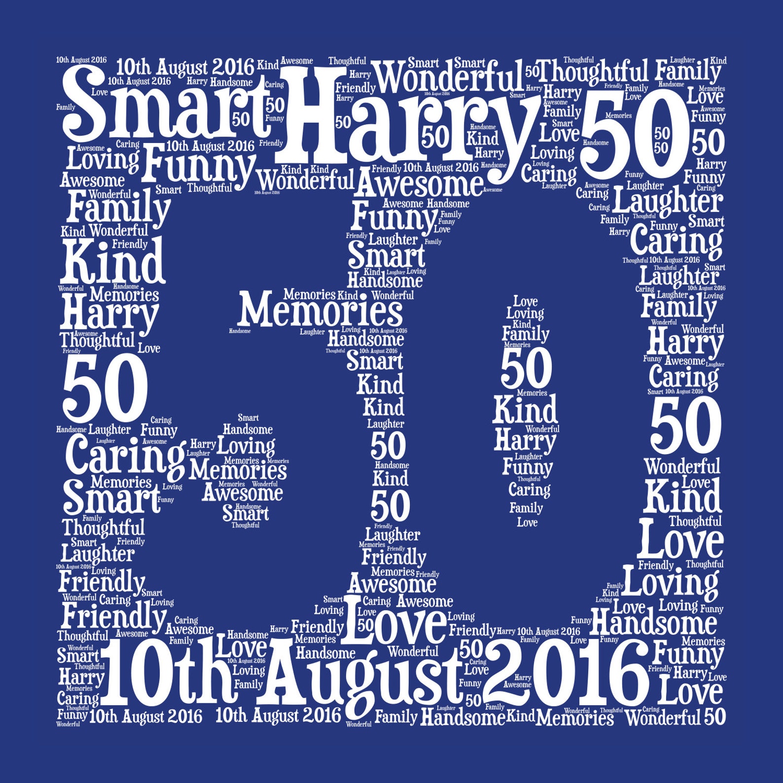 PERSONALIZED 50TH BIRTHDAY GIFT Printable Word Art Gift - Etsy UK