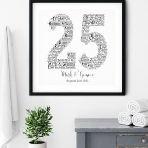 PERSONALIZED 25TH ANNIVERSARY Gift ~ Word Art ~ Printable Art ~ Unique ...