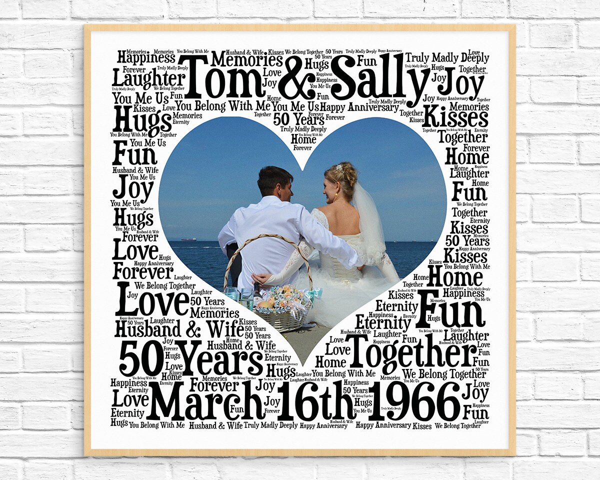 PERSONALIZED 50th ANNIVERSARY Gift ~ Word Art ~ 50 Year Anniversary ...