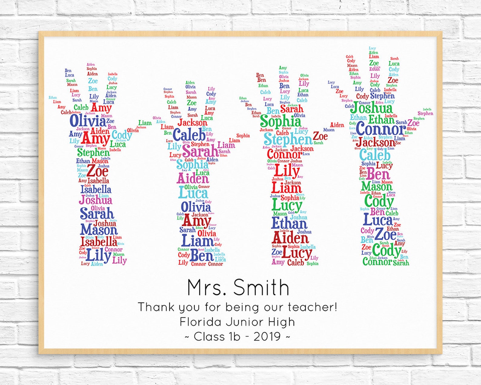 Personalised TEACHER GIFT Printable Art Gift for Teacher Word Art ...