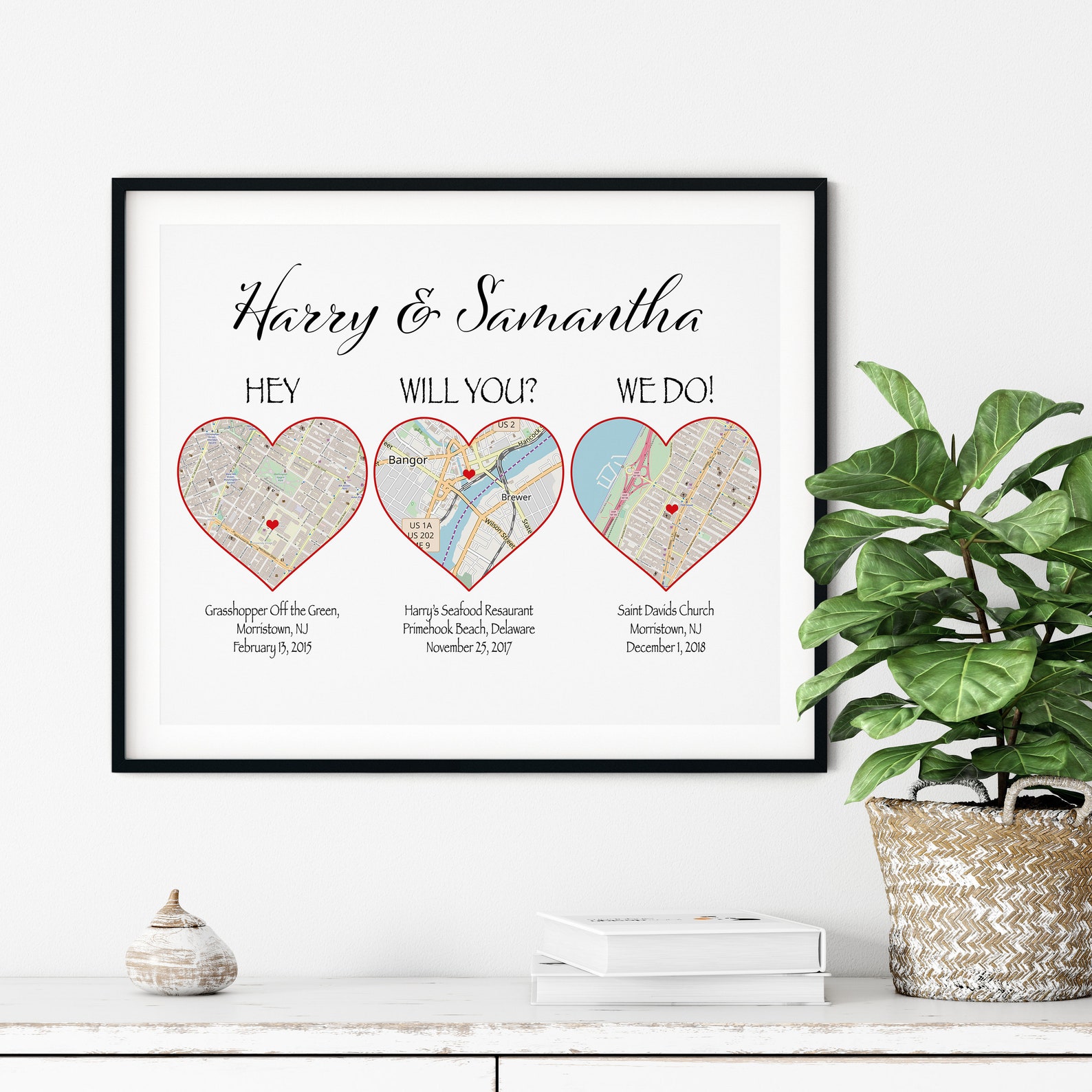 MAP ENGAGEMENT GIFT Unique Engagement Gift Engagement Map | Etsy