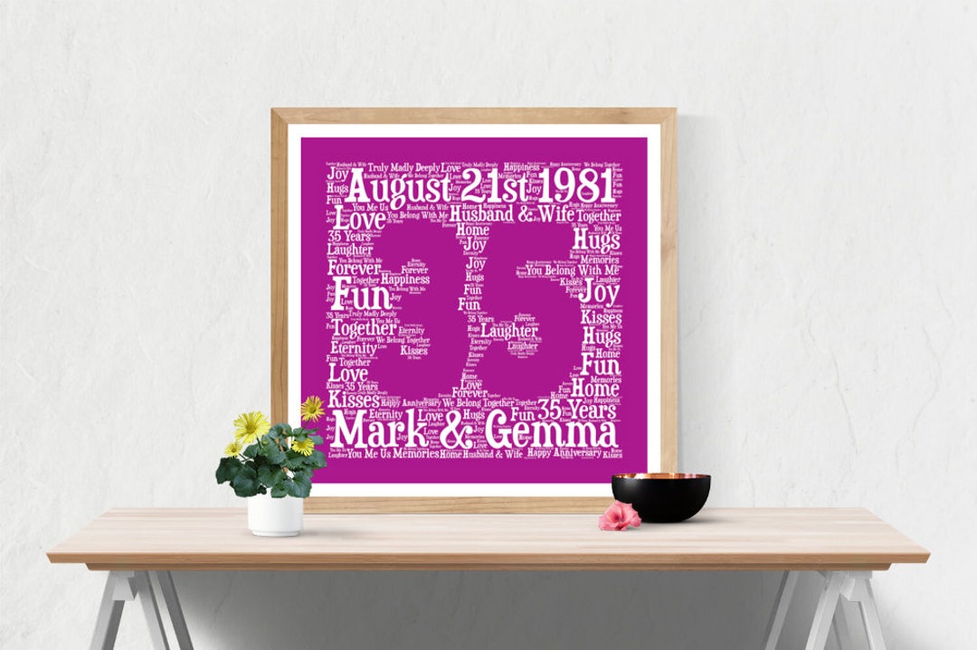 PERSONALIZED 35TH ANNIVERSARY Gift ~ Word Art ~ Printable Art ~ Unique ...