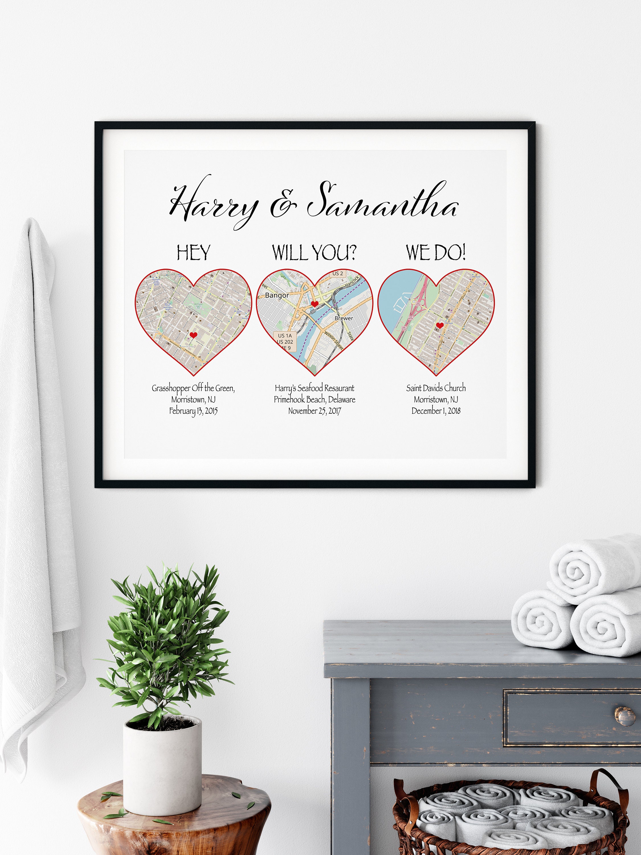 MAP ENGAGEMENT GIFT Unique Engagement Gift Engagement Map | Etsy