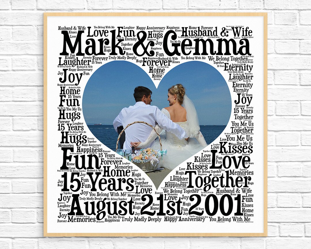 PERSONALIZED 15TH ANNIVERSARY Gift ~ Word Art ~ Printable Art ~ Unique ...