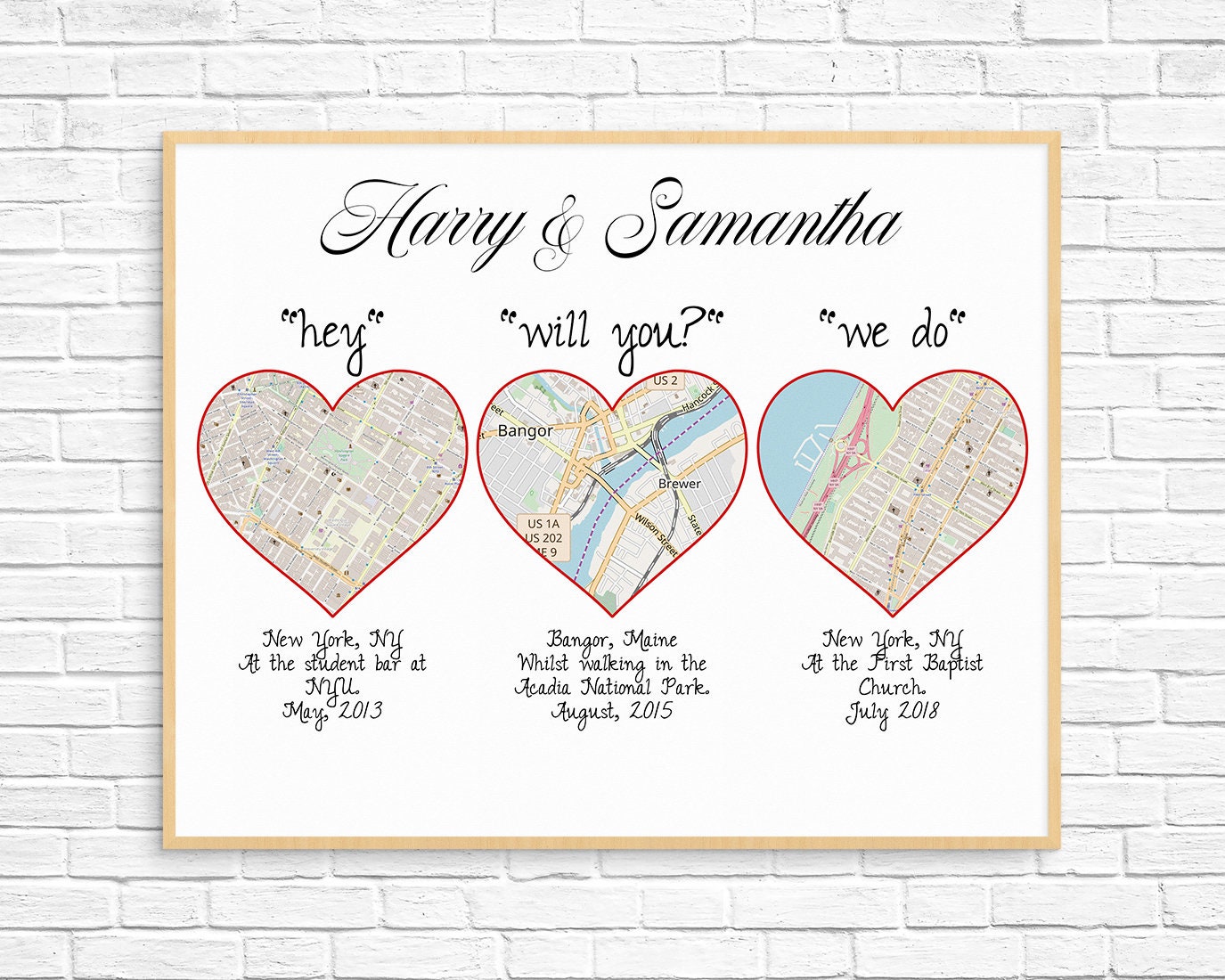 MAP ENGAGEMENT GIFT Unique Engagement Gift Engagement Map | Etsy