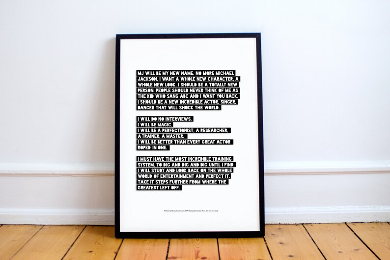 Michael Jackson Letter to Himself Print Poster - Quote - Poster Print ...