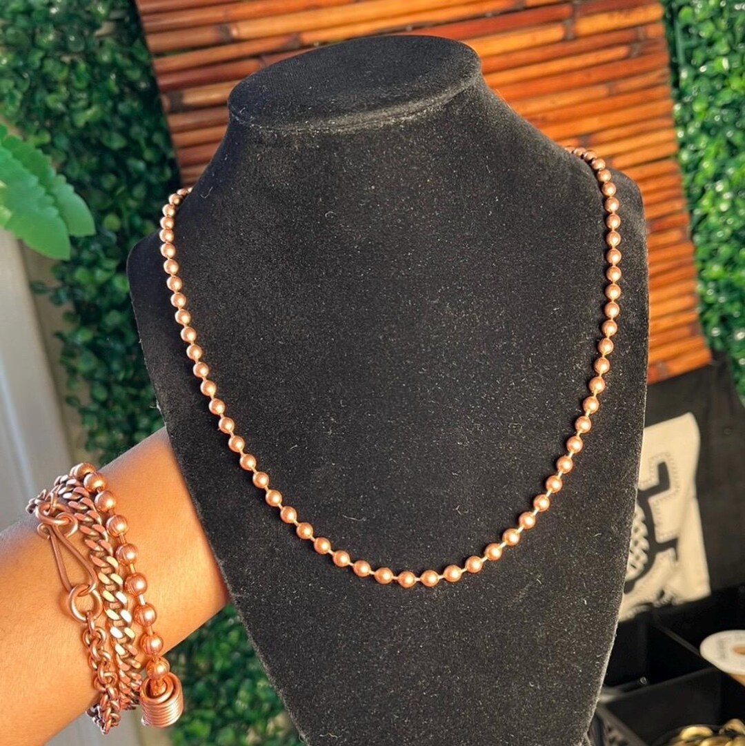 100% Authentic Copper Ball Chain Necklace. 4.5mm. Real Copper Jewelry ...