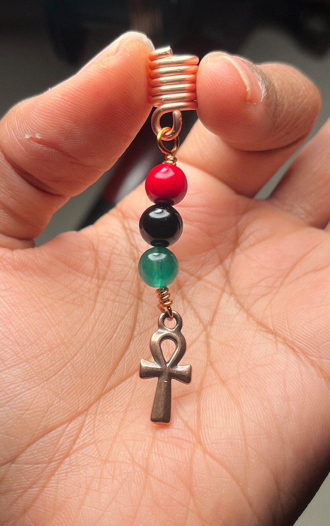 Loc Jewelry, Copper. Ankh, RBG - Red, Black, Green. Jade, Black Onyx ...