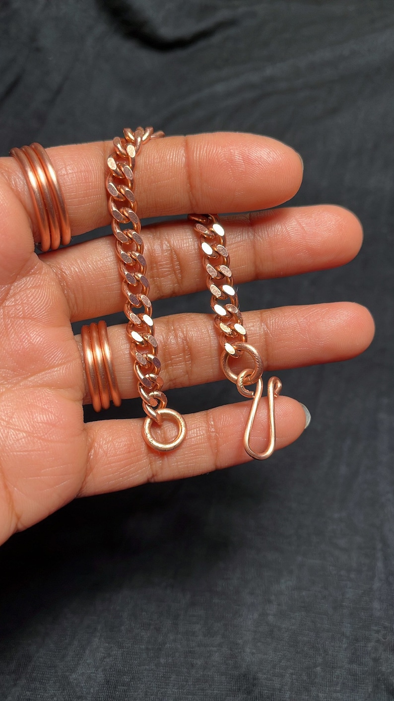100% Authentic Copper Curb Chain Bracelet Cuban Link - Etsy