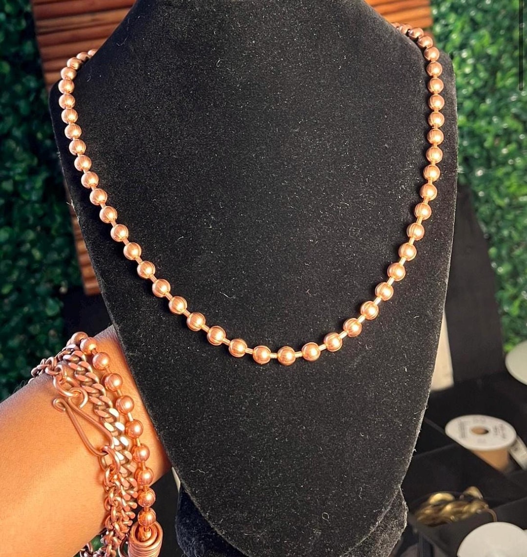 100% Authentic Copper Ball Chain Necklace. 6.3mm. Real Copper Jewelry ...
