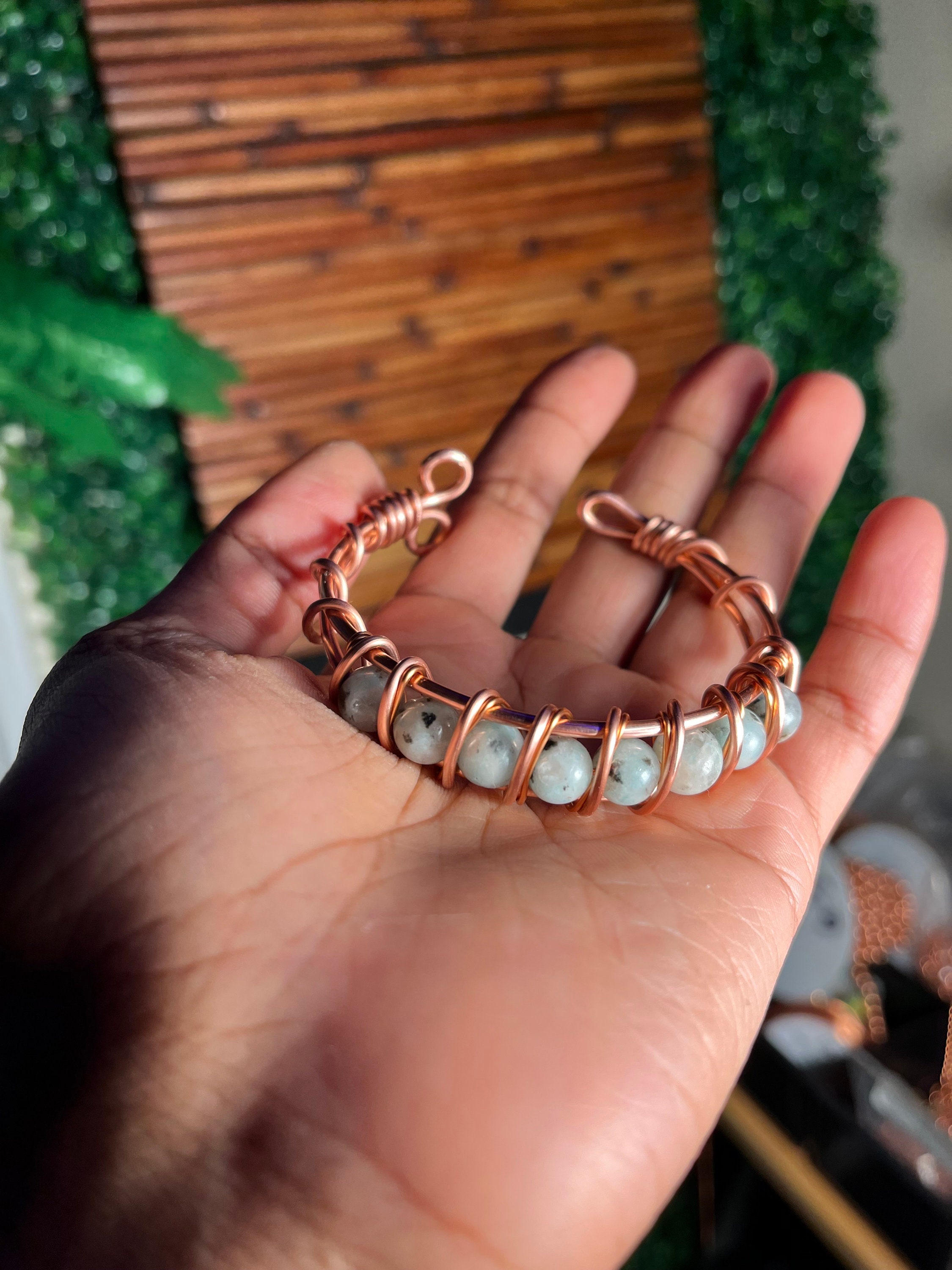 Copper + Rainbow Moonstone Bracelet. Crystals. Adjustable Bracelet. 100 ...