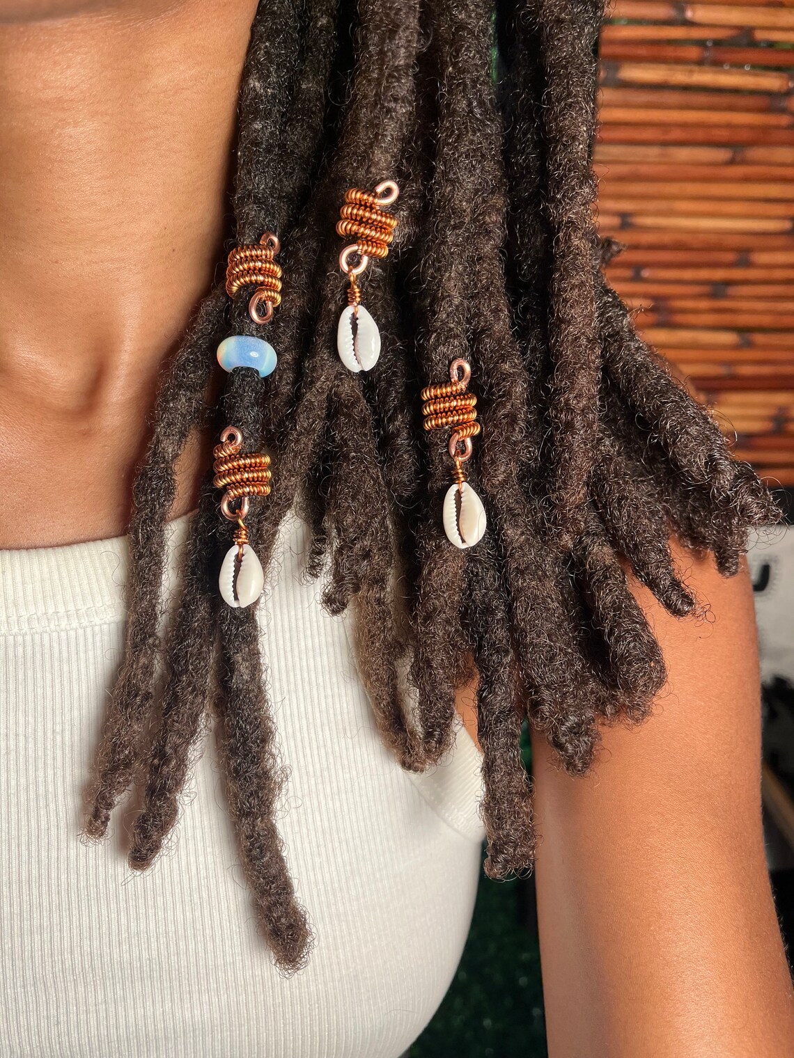 Copper Loc Jewelry, Copper Coils + Cowrie Shell. Set of 3. 100% Pure ...