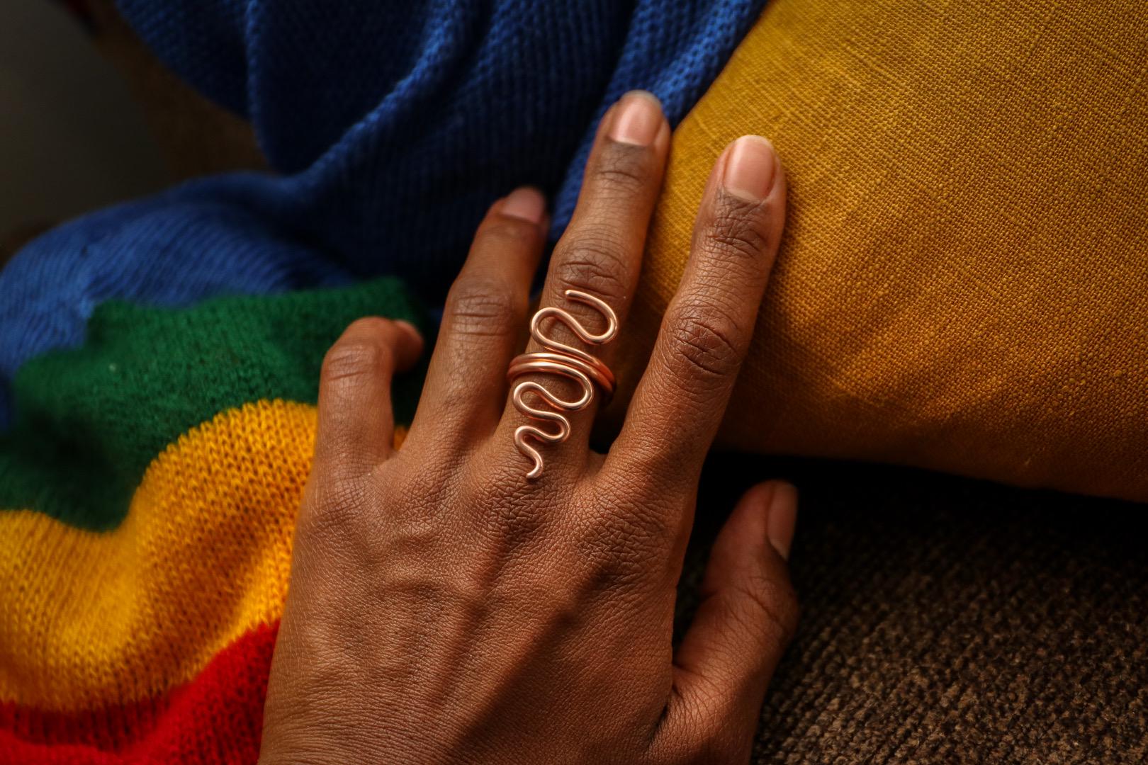 Copper Ring, S Curve Design. Snake Ring, Handmade Jewelry. Choose Your ...