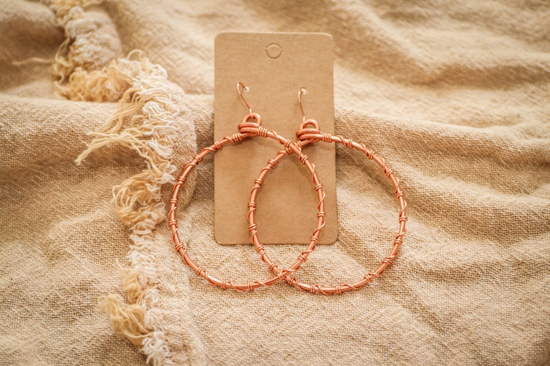 Copper Hoop Earrings. Genuine Natural Copper. Handmade Jewelry. Circle ...