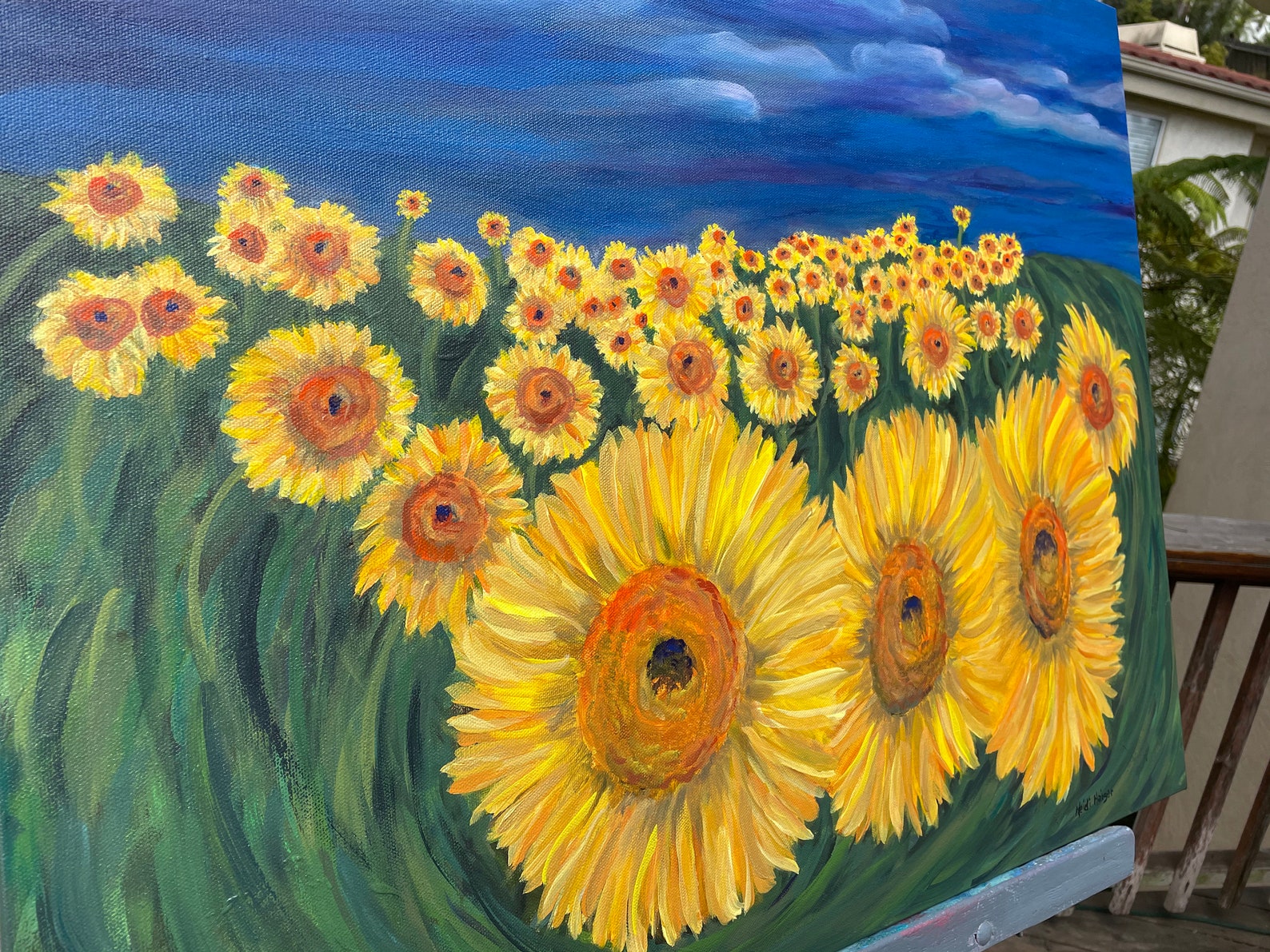 Sunflowers in a Field impressionist colorful original painting | Etsy