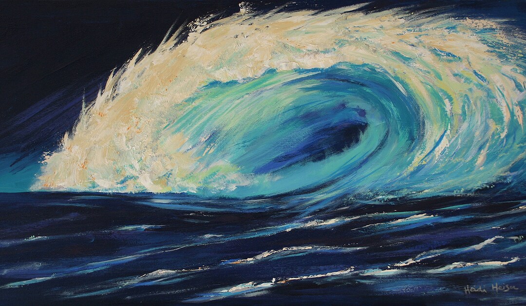 Large Painting, Ocean Wave in Hawaii, Impressionist Style Painting, for ...