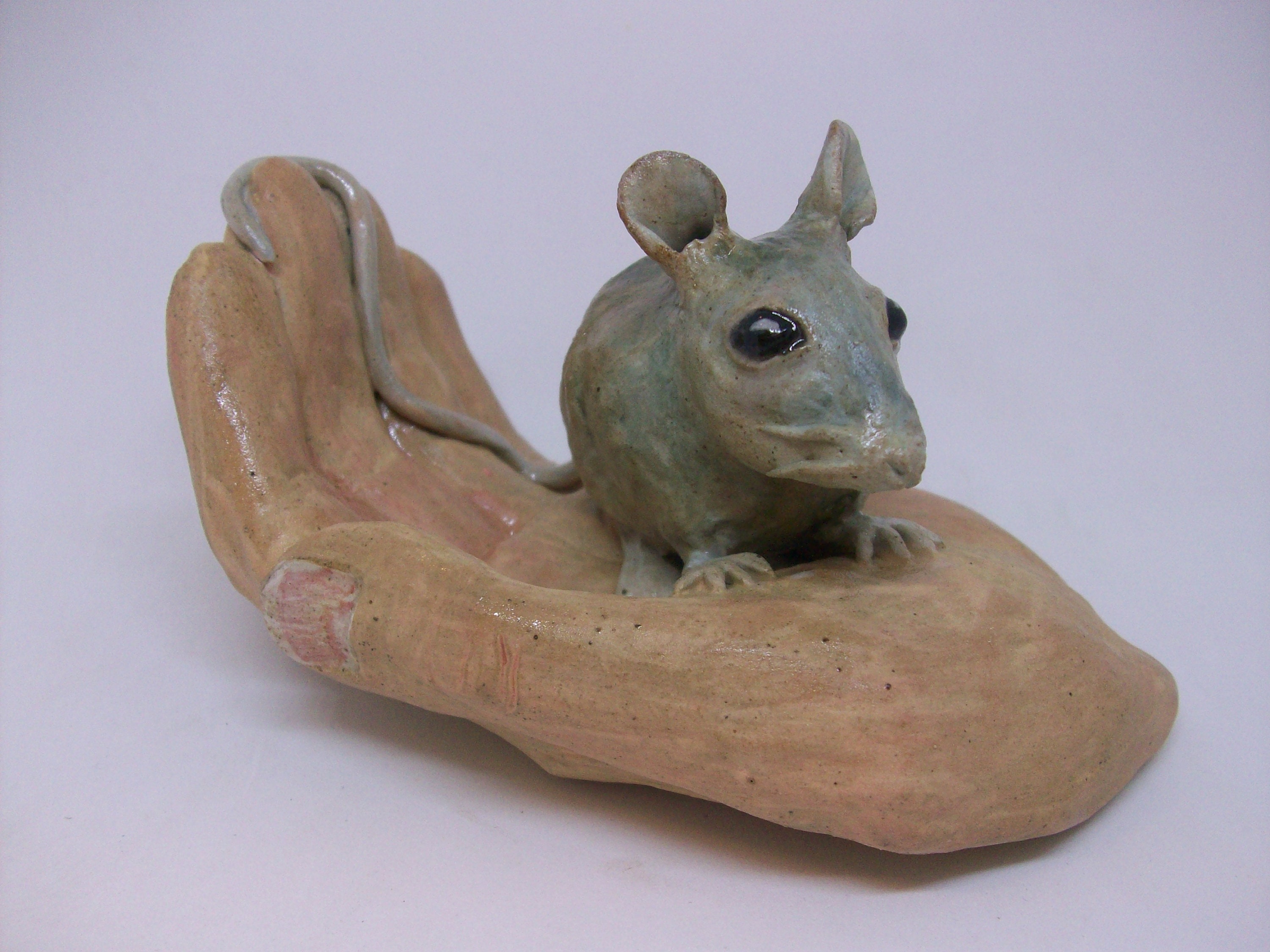 Cute handmade ceramic mouse sitting in hand pottery mouse | Etsy