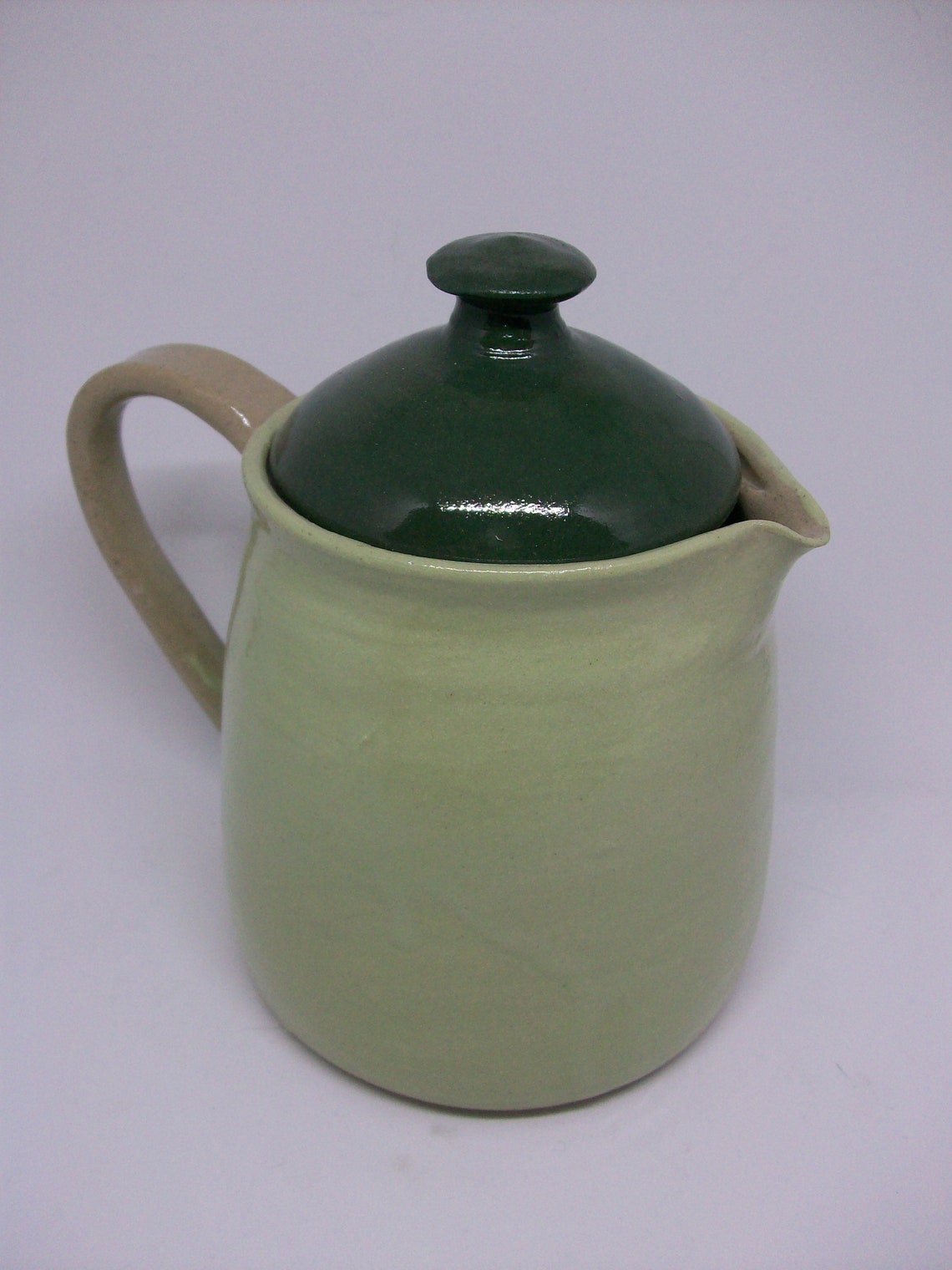 Handmade Ceramic Two Tone Green Jug With Fern Design Engraved - Etsy