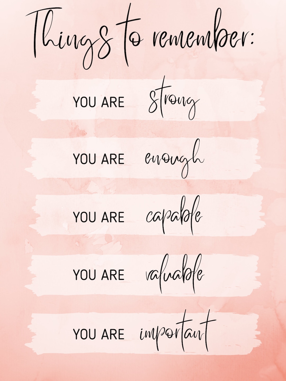 Things to Remember Inspirational Quote Digital Download Print Wall Art ...