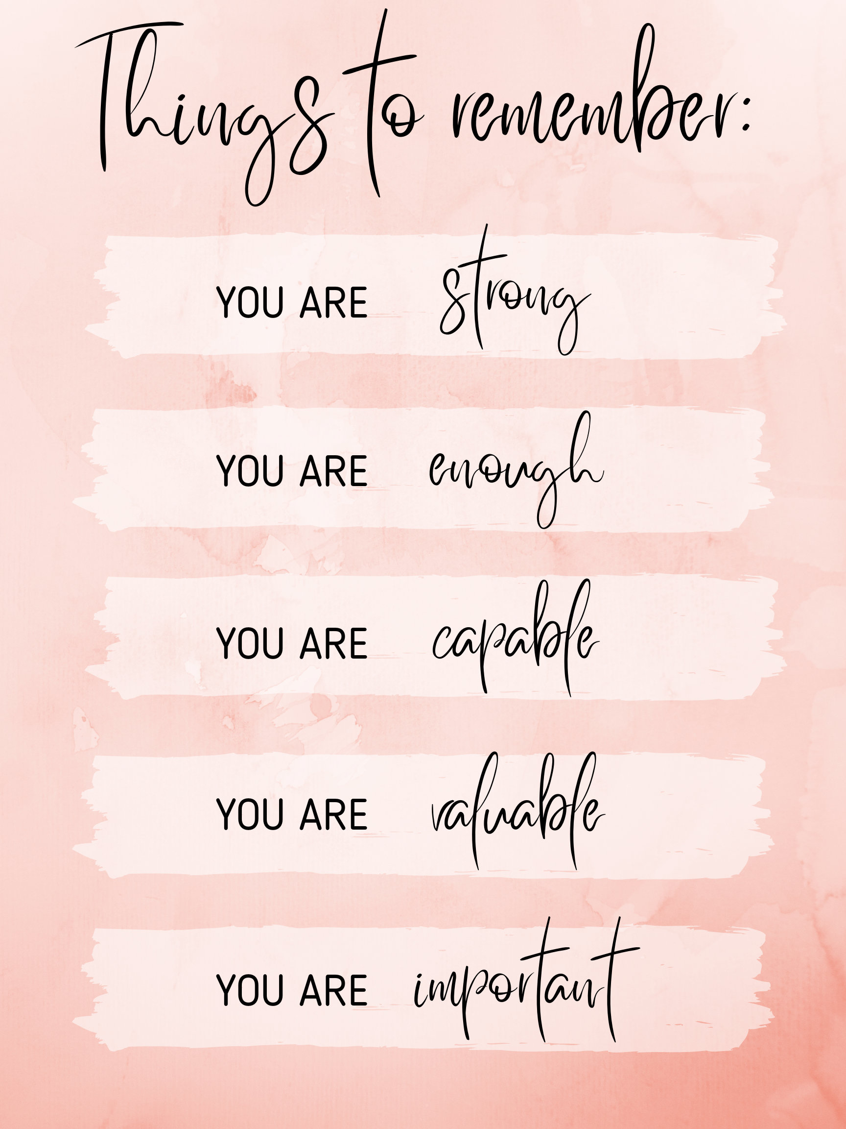 Things to Remember Inspirational Quote Digital Download Print Wall Art ...