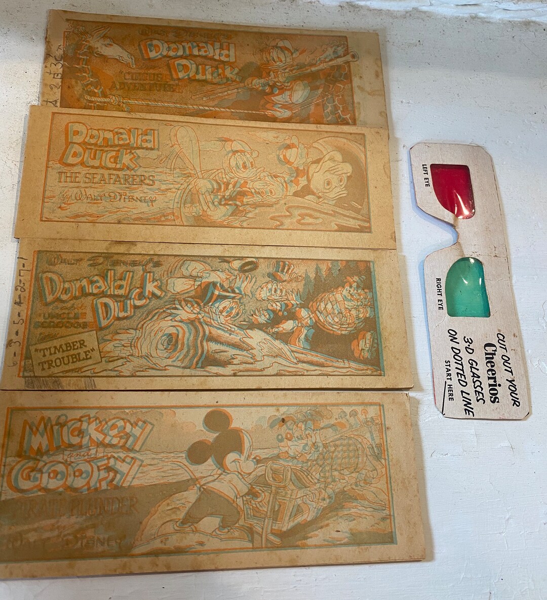 1950s Cheerios Cereal Mickey Mouse and Donald Duck 3D Comicbooks and ...