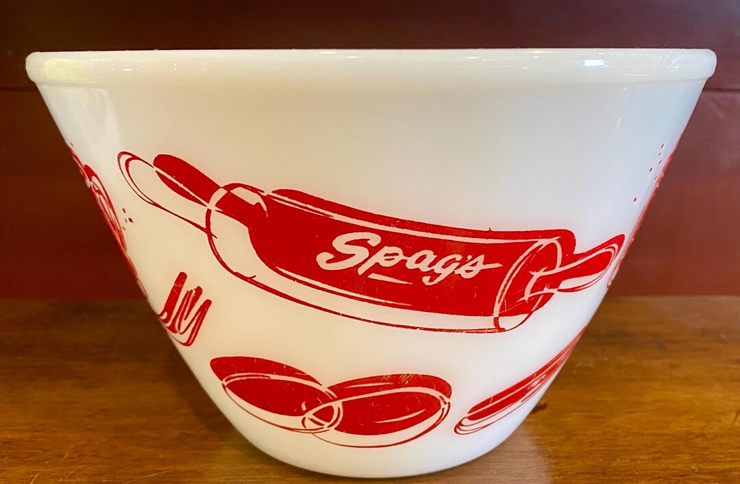 Rare Fire King Kitchen Aids Splash Proof Spags Promo Bowl - Etsy