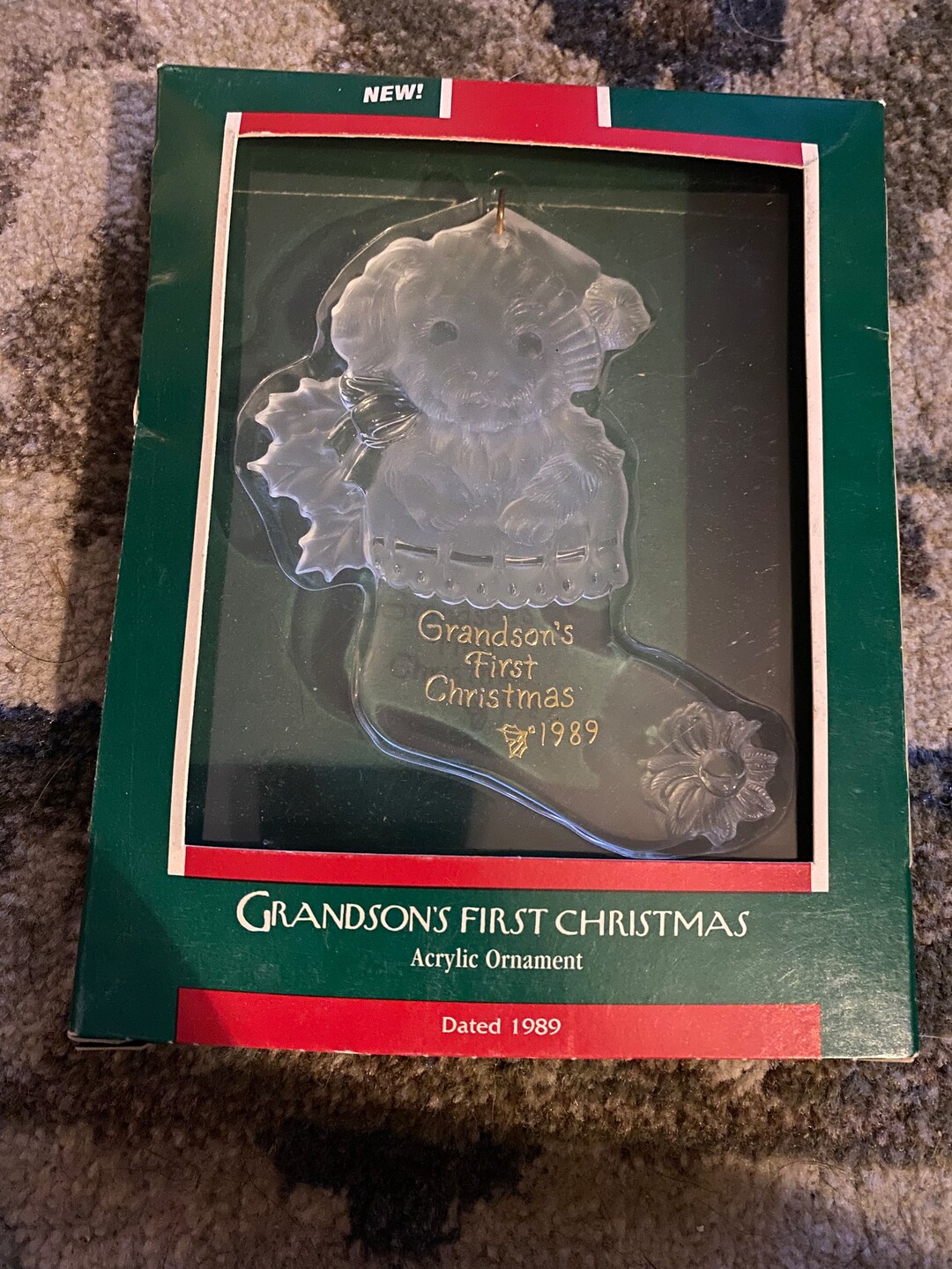 1989 Hallmark Keepsake Grandsons First Christmas Ornament With Original ...
