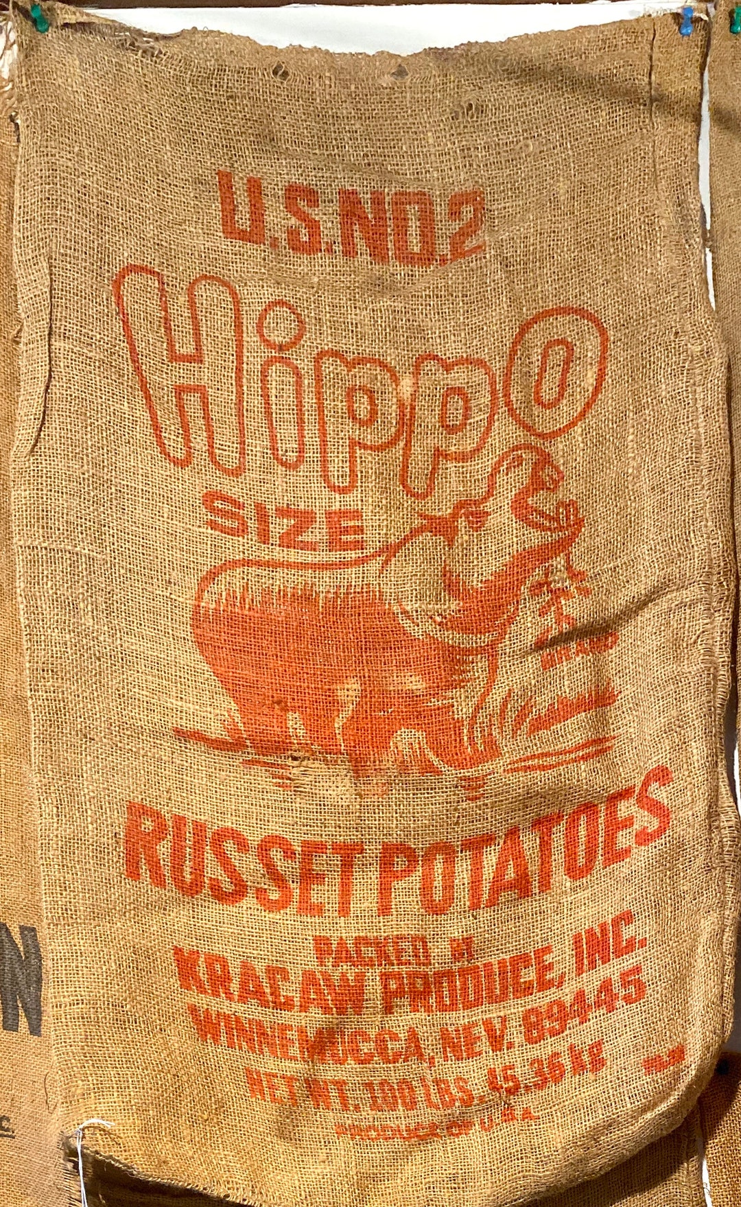Vintage Hippo Russet Potatoes 100 Lb Feed Bag With Great Graphic - Etsy