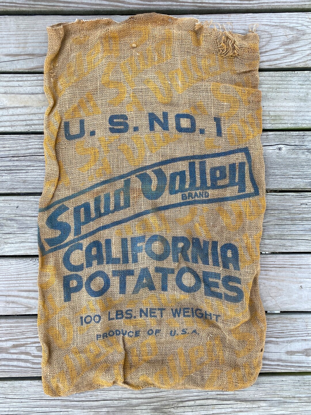 Vintage 100lb US No. 1 Spud Valley California Potatoes Burlap Bag - Etsy
