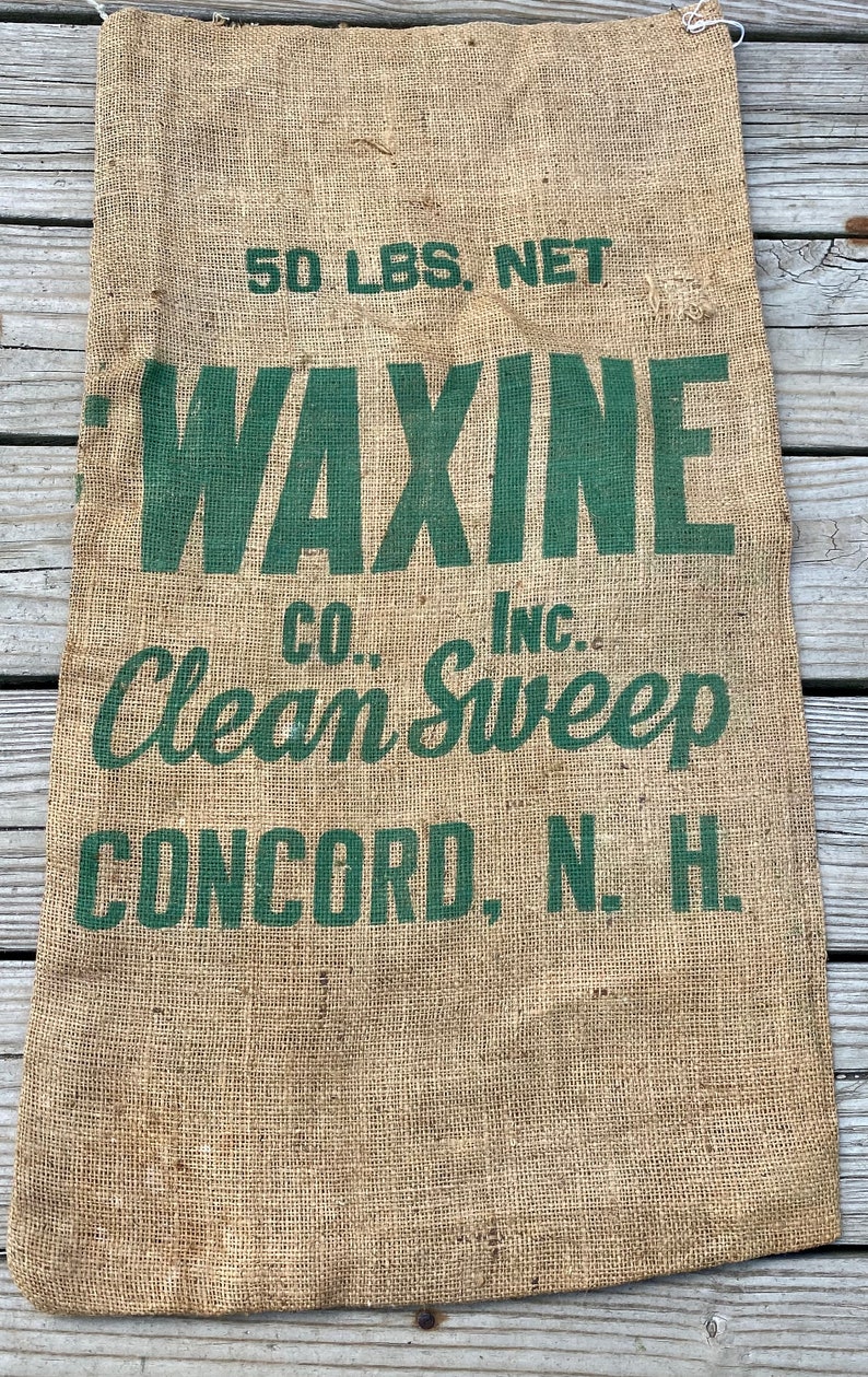 Vintage 50 Lb Waxine Co Clean Sweep Concord NH Burlap Bag - Etsy
