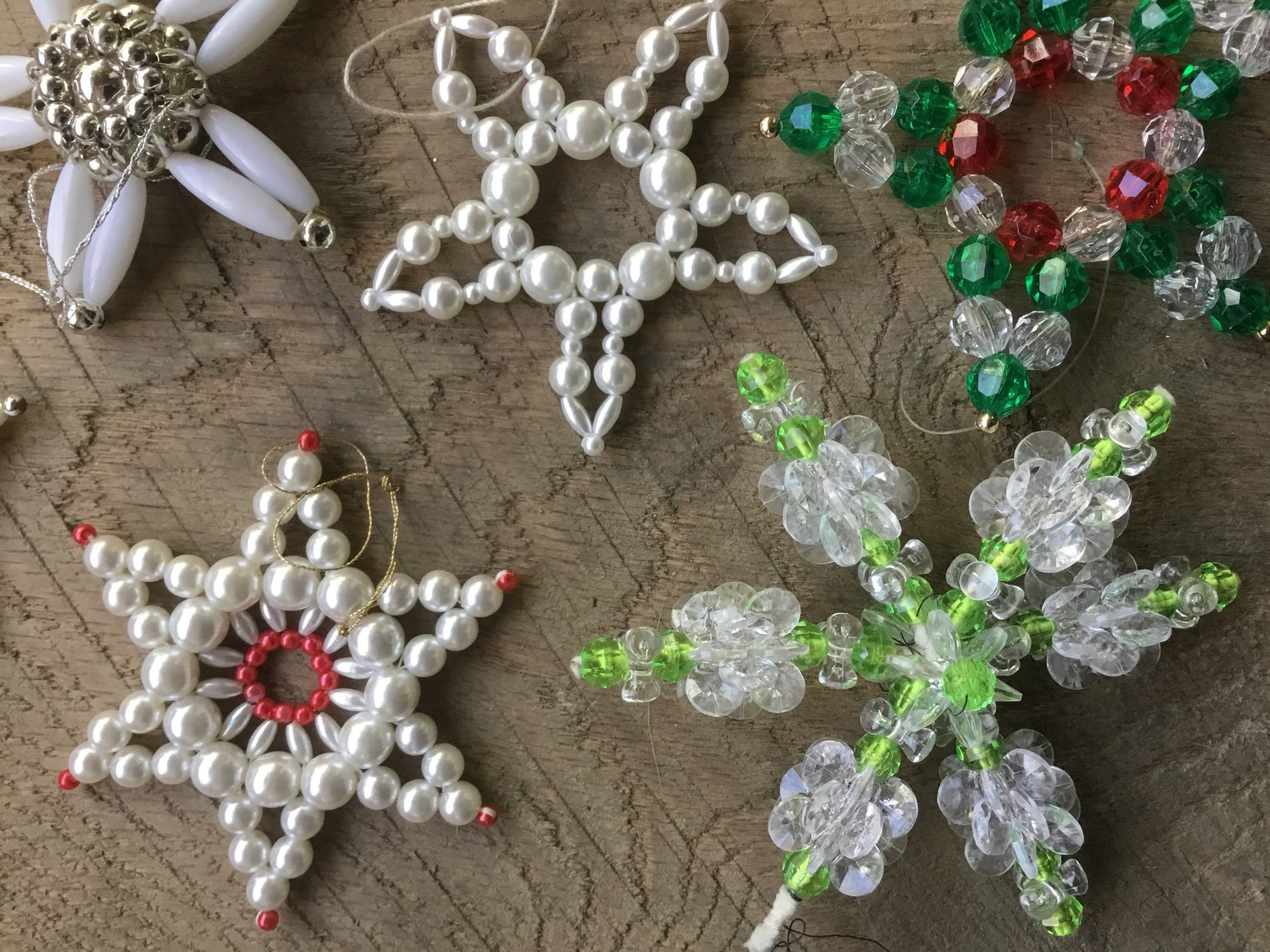 Lot of 6 Vintage Handmade Beaded Star Ornaments - Etsy