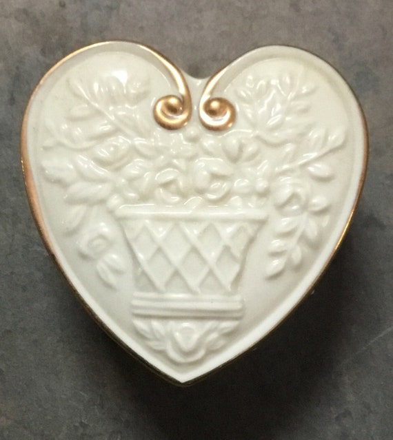 Lenox Heart Shaped Basket Weave and Floral Gold Trim Trinket - Etsy