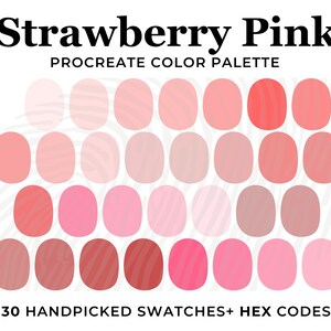 Pink Color Palette for Procreate: 30 Strawberry Swatches (digital ...