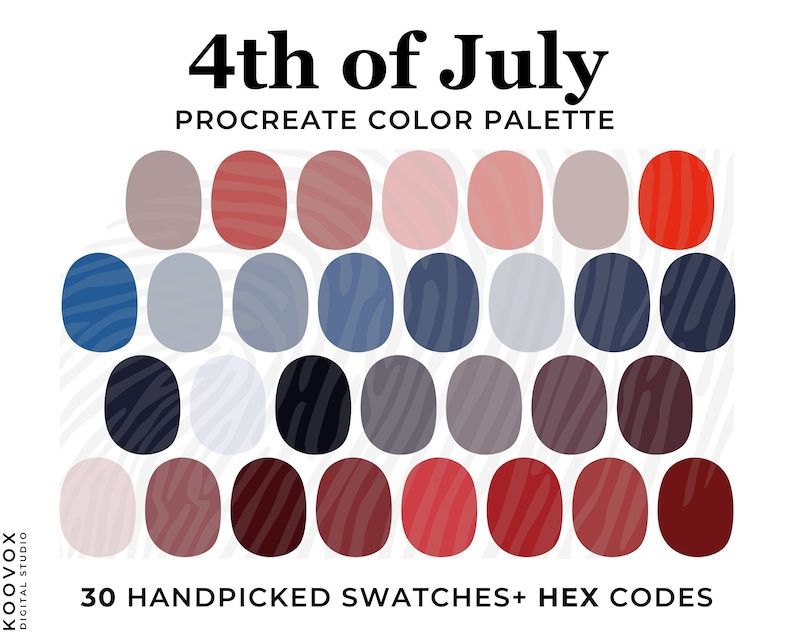 American Procreate Color Palette Swatches, Americana Color Scheme, 4th ...