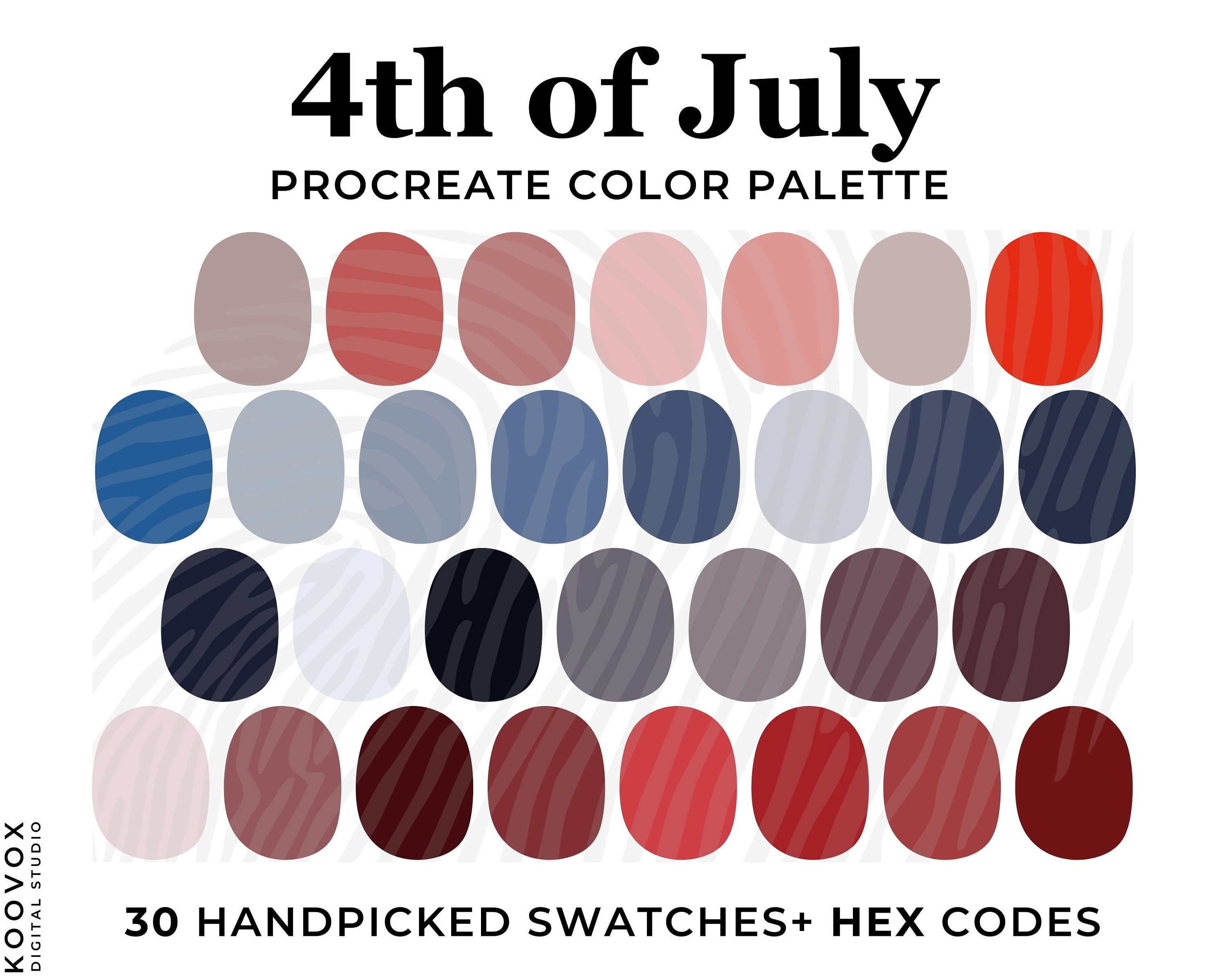 American Procreate Color Palette Swatches, Americana Color Scheme, 4th ...