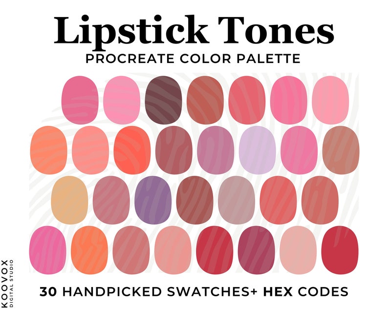 Pink Color Palette for Procreate, Hex Codes, Procreate Swatches ...