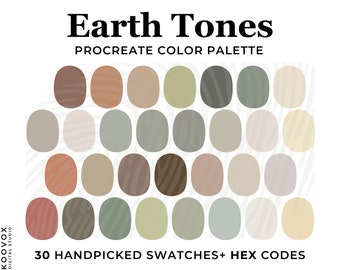 Earth Tones Color Palette, 30 Handpicked Swatches for Procreate, Colors ...