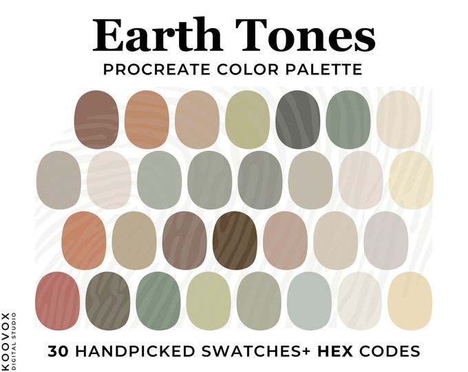 Earth Tones Color Palette, 30 Handpicked Swatches for Procreate, Colors ...