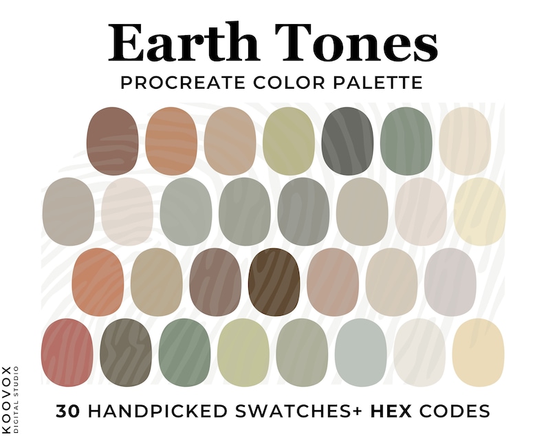 Boho Procreate Color Palette Natural Earth Brown Color Palette ...