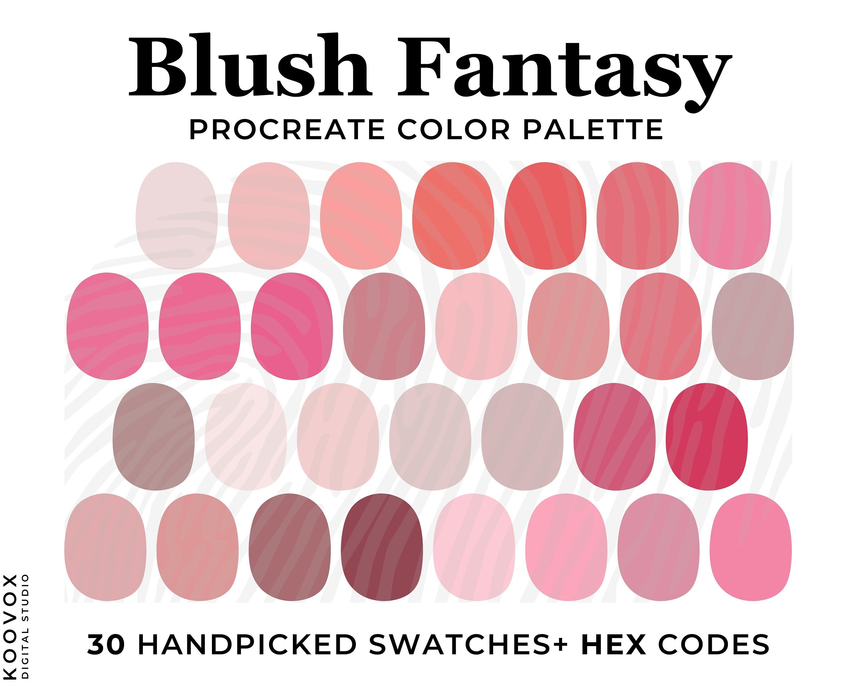 Pink Color Palette for Procreate, Blush Creamy Pink, Pink Palette ...