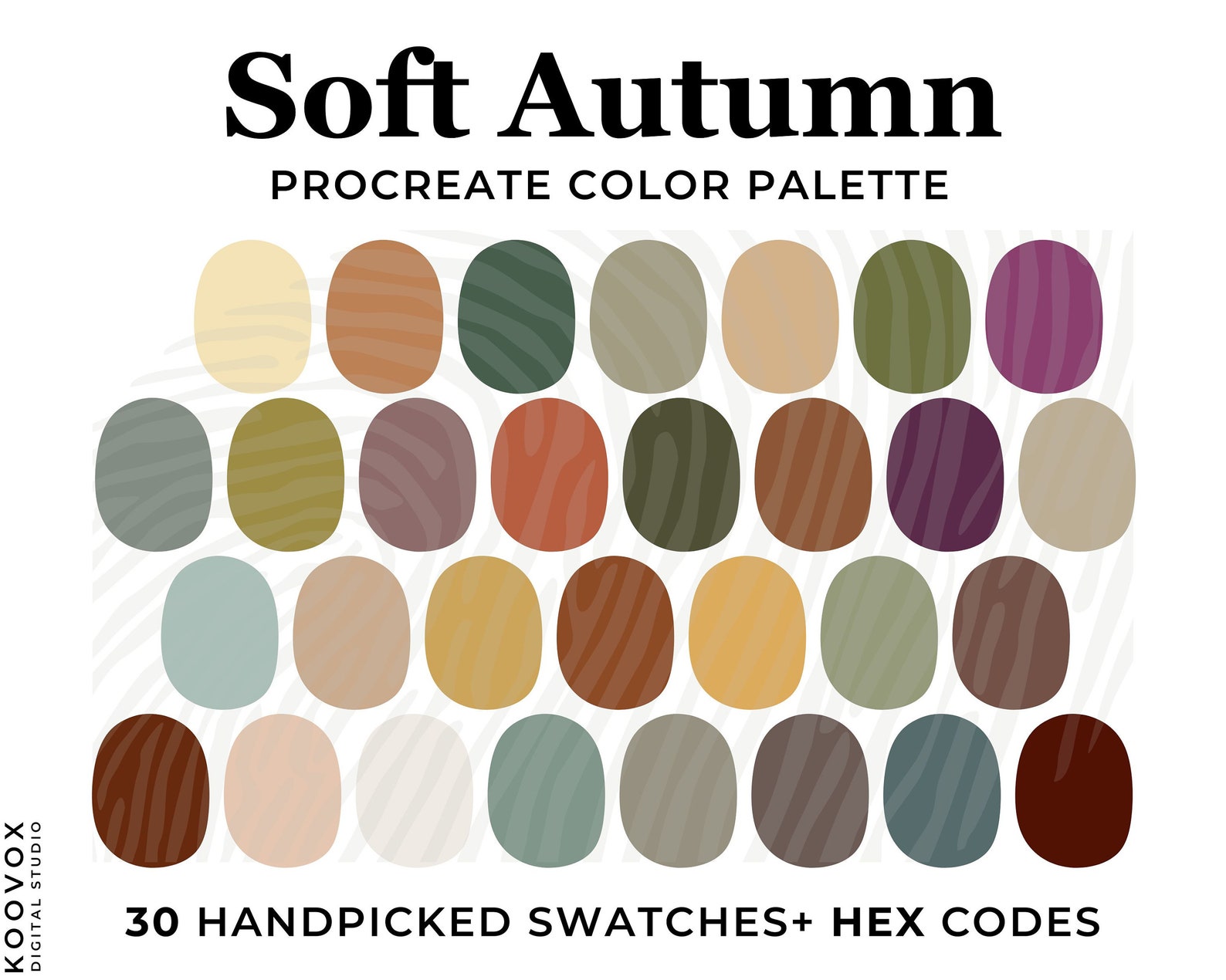 Soft Autumn Procreate Color Palette: 30 Warm Tones (digital Download ...
