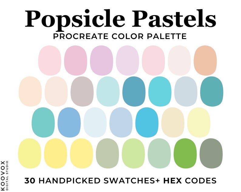 Procreate Color Palette, Hex Codes, Color Swatches, Pastel Procreate ...