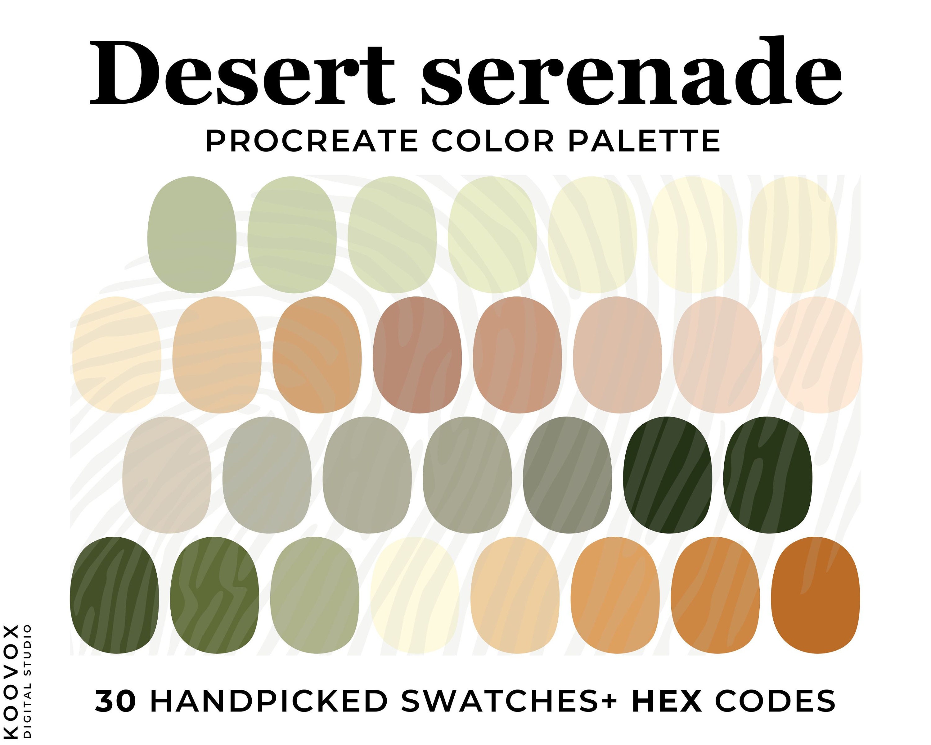 Boho Desert Color Palette: 30 Procreate Swatches + HEX Codes (digital ...