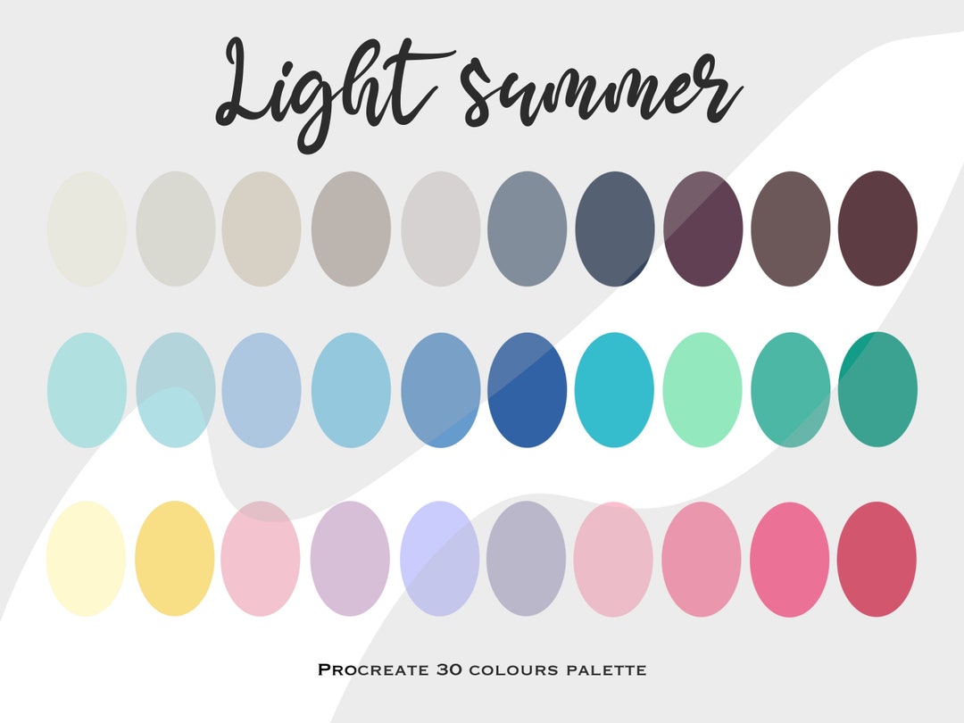 Light Rainbow Procreate Color Palette: 30 Swatches (digital Download ...