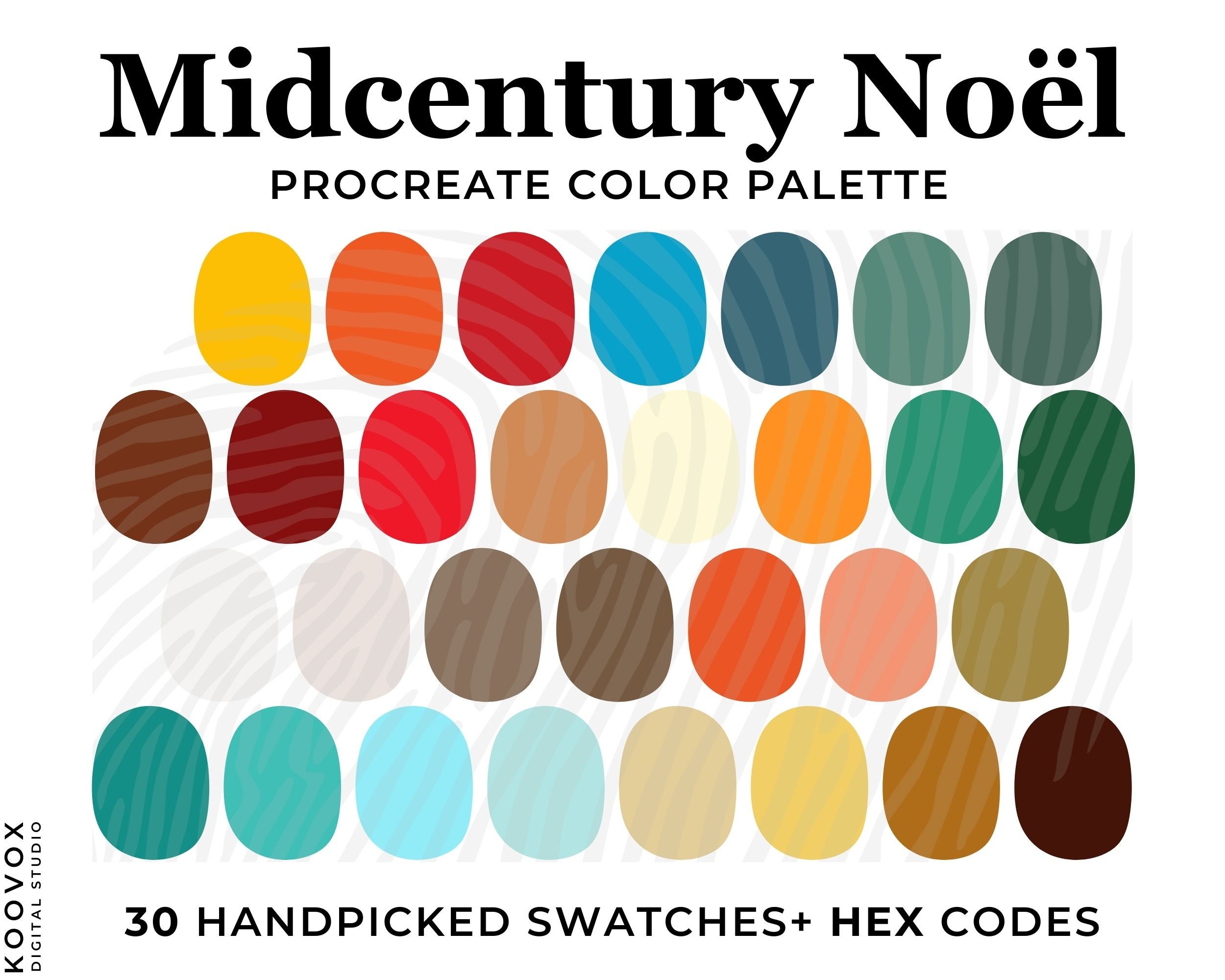 Christmas Procreate Color Palette, Retro Christmas Colors, Midcentury ... Christmas Procreate Color Palette, Retro Christmas Colors, Midcentury ...