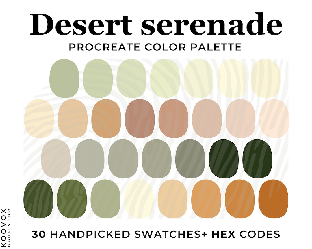 Desert Color Palette for Procreate, Boho Sand Color Swatches, Hex Codes ...